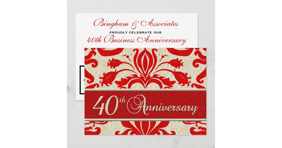 40th Anniversary Business Announcement Red | Zazzle