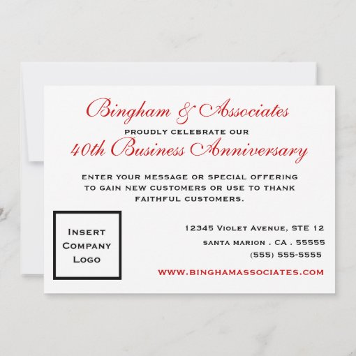 40th Anniversary Business Announcement Red | Zazzle