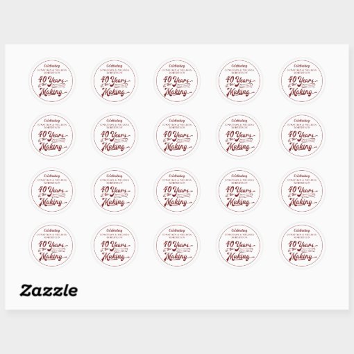 40th Anniversary Ruby 40 YEARS IN THE MAKING Classic Round Sticker | Zazzle