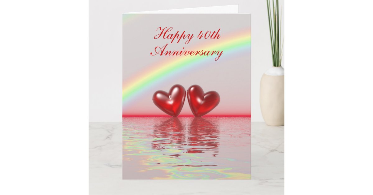 40th Anniversary Ruby Hearts Card | Zazzle