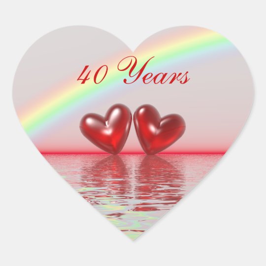 40th Anniversary Ruby Hearts Heart Sticker | Zazzle.com