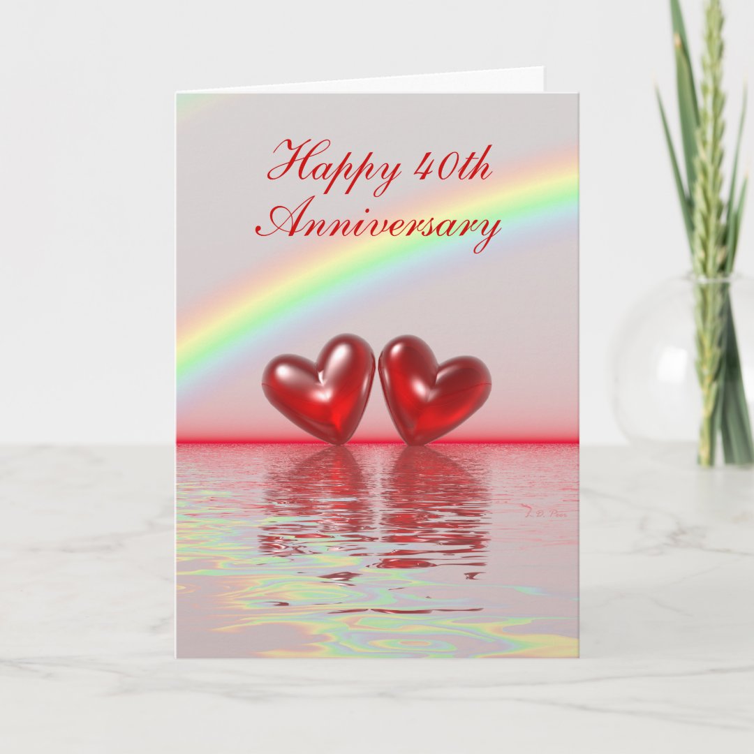 40th Anniversary Ruby Hearts (Tall) Card | Zazzle