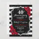 40th Anniversary - Ruby Red Silver Black White Invitation | Zazzle