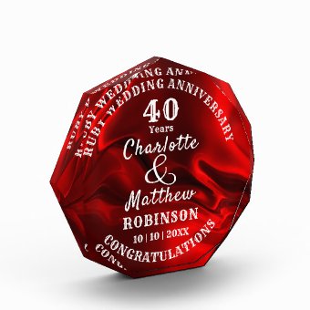 40th Anniversary Ruby Wedding Gift Personalized | Zazzle