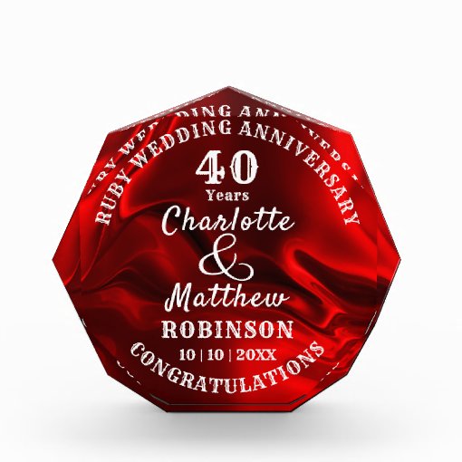 40th Anniversary Ruby Wedding Gift Personalized | Zazzle