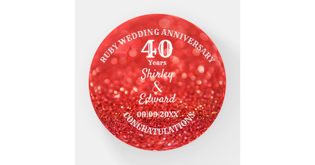 40th Anniversary Ruby Wedding Gift: Personalized Paperweight | Zazzle