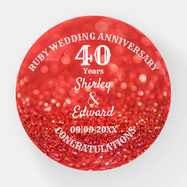 40th Anniversary Ruby Wedding Gift: Personalized Paperweight | Zazzle