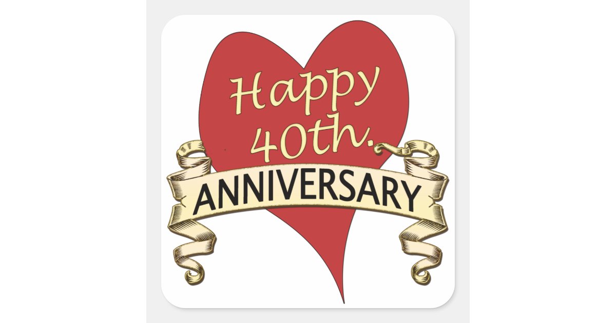 40th. Anniversary Square Sticker | Zazzle