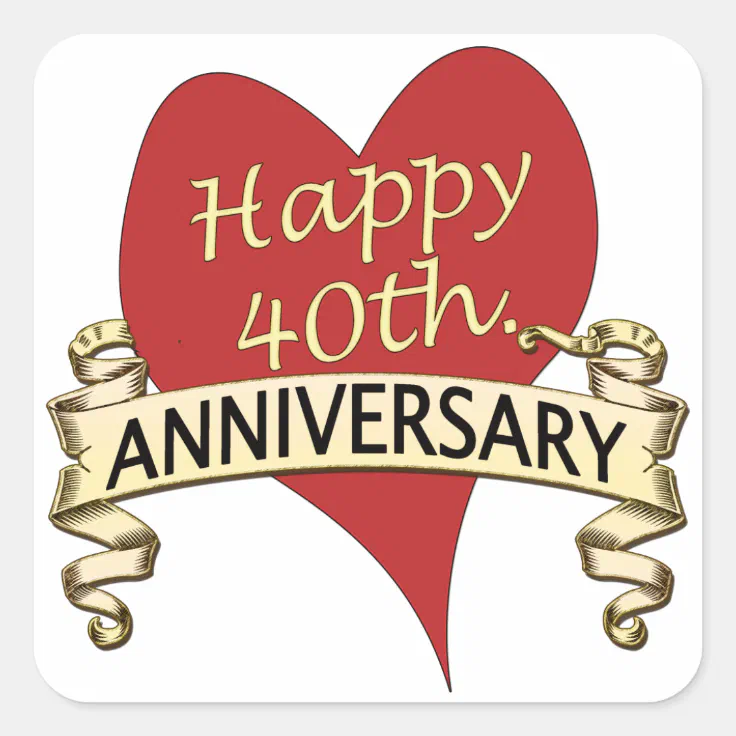 40th. Anniversary Square Sticker | Zazzle
