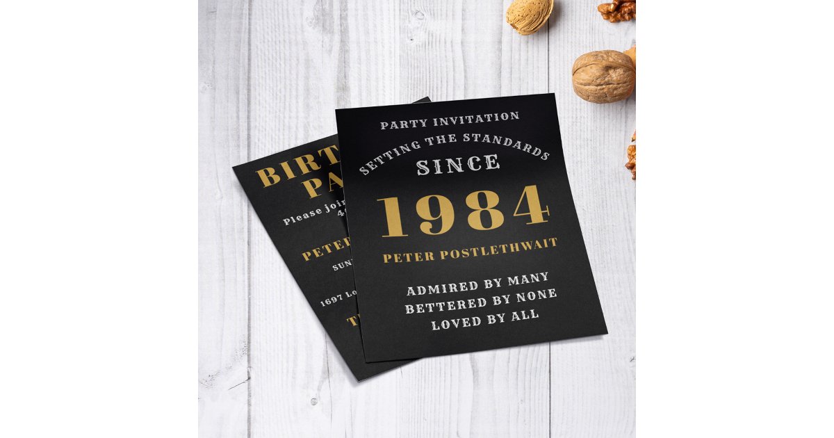 40th Birthday 1984 Black Gold Personalized For Him Flyer | Zazzle