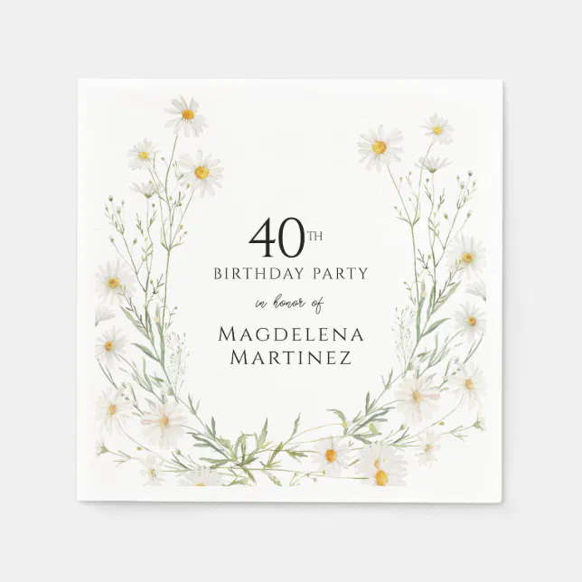 40th Birthday April Birth Month Flower Napkins | Zazzle