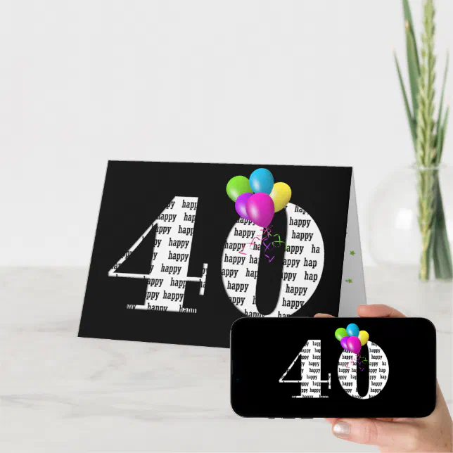 40th birthday balloon bouquet card | Zazzle