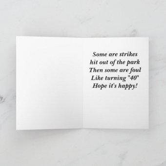 "40th BIRTHDAY" BASEBALL AND BIRTHDAYS!!! Card | Zazzle