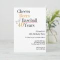 40th Birthday Baseball Cheers Beers Minimal Party Invitation | Zazzle