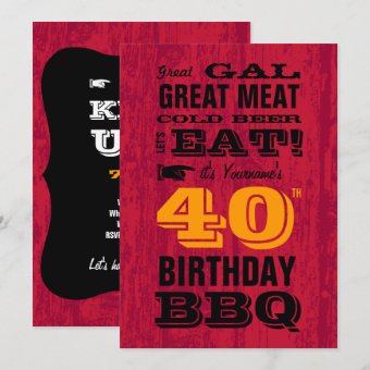 40th Birthday BBQ Grill Out Invitation | Zazzle