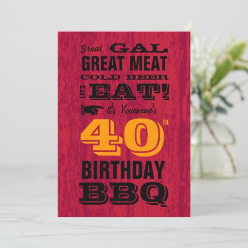40th Birthday BBQ Grill Out Invitation | Zazzle