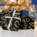 40th Birthday black/Gold Random Number Pattern 40 Wrapping Paper | Zazzle