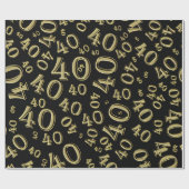 40th Birthday black/Gold Random Number Pattern 40 Wrapping Paper | Zazzle