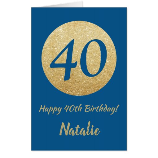 40th Birthday Blue and Gold Extra Large Jumbo Card | Zazzle