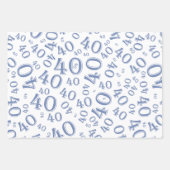 40th Birthday Blue & White Number Pattern 40 Wrapping Paper Sheets | Zazzle