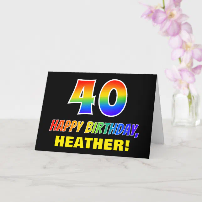 40th Birthday: Bold, Fun, Simple, Rainbow 40 Card | Zazzle