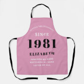 40th Birthday Born 1981 Pink Black Lady's Apron | Zazzle