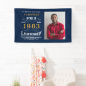 40th Birthday Born 1983 Legend Blue Gold Photo Banner | Zazzle