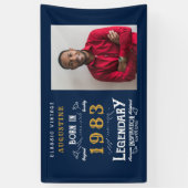 40th Birthday Born 1983 Legend Blue Gold Photo Banner | Zazzle