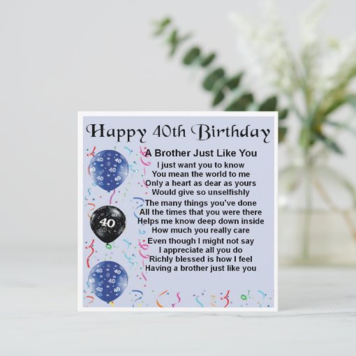 40th Birthday Card - Brother | Zazzle