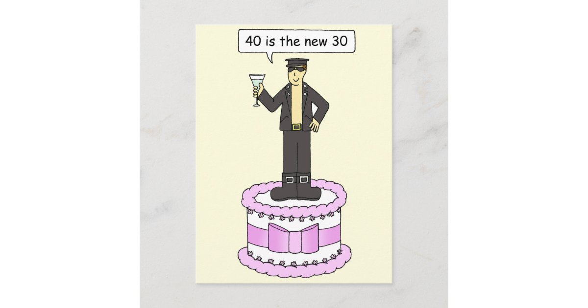 40th Birthday Cartoon Humor for Him Postcard | Zazzle
