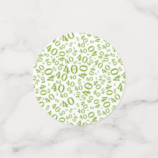 40th Birthday Cool Number Pattern Green and White Confetti | Zazzle