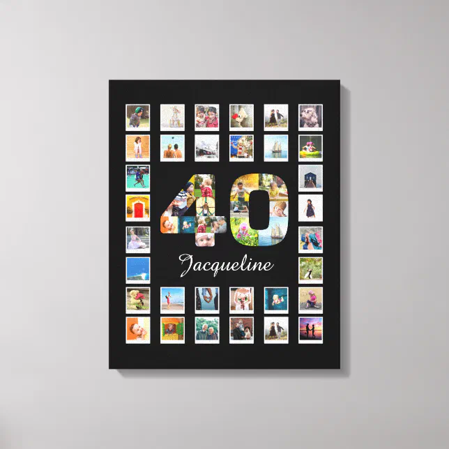 40th Birthday Family Photo Collage 47 Photographs Canvas Print | Zazzle