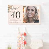 40th Birthday Floral Pink Photo Banner | Zazzle