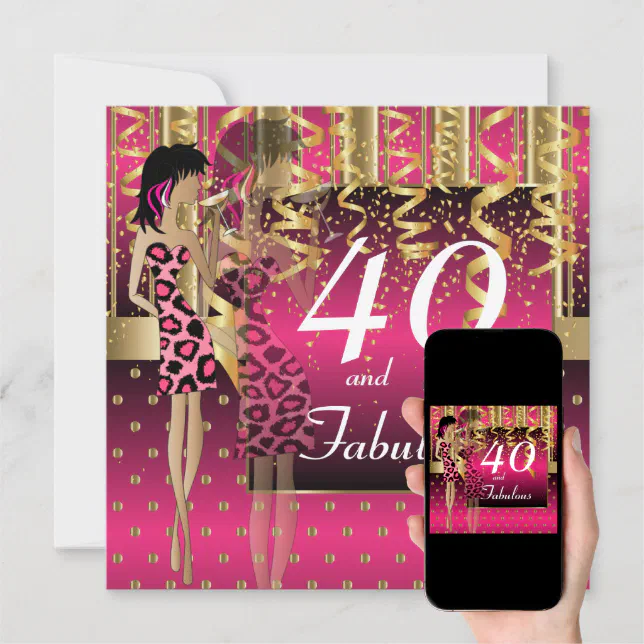 40th Birthday Girl Cocktail Party | Hot Pink Invitation | Zazzle