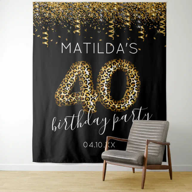 40th Birthday Leopard Print Photo Backdrop | Zazzle