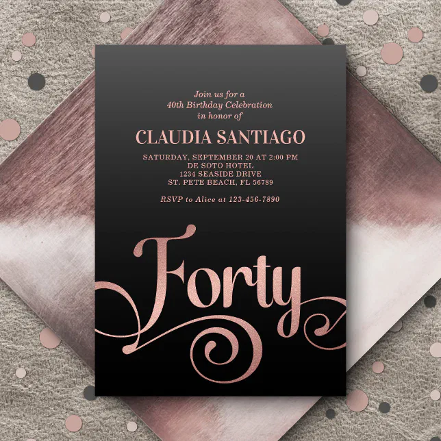 40th Birthday Modern Script Invitation | Zazzle