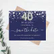 40th birthday navy blue silver save date budget flyer | Zazzle