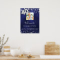 40th birthday navy blue silver stars photo welcome poster | Zazzle