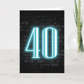 40th Birthday Neon Sign on Brick Card | Zazzle