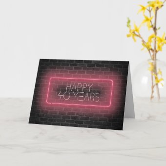 40th birthday neon sign on brick card | Zazzle