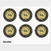 40th Birthday Number 40 Pattern Gold and Black Classic Round Sticker ...