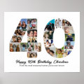 40th Birthday Number 40 Photo Collage Anniversary Poster | Zazzle