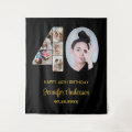 40th Birthday Number 40 Photo Collage Modern Black Tapestry | Zazzle