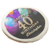 40th Birthday Party Black and Gold Balloons Sugar Cookie | Zazzle