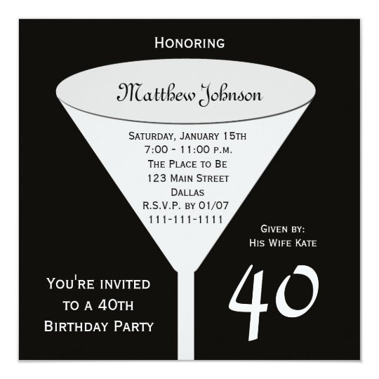 40th Birthday Party Invitation A Toast for 40 | Zazzle.com