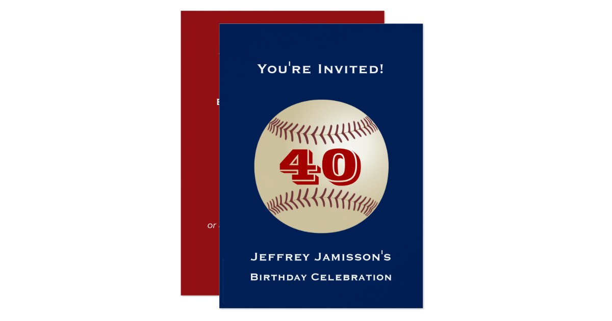 40th Birthday Party Invitation Baseball | Zazzle.com