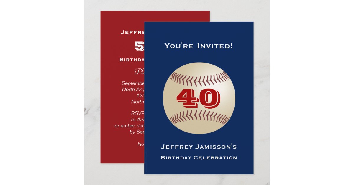 40th Birthday Party Invitation Baseball | Zazzle