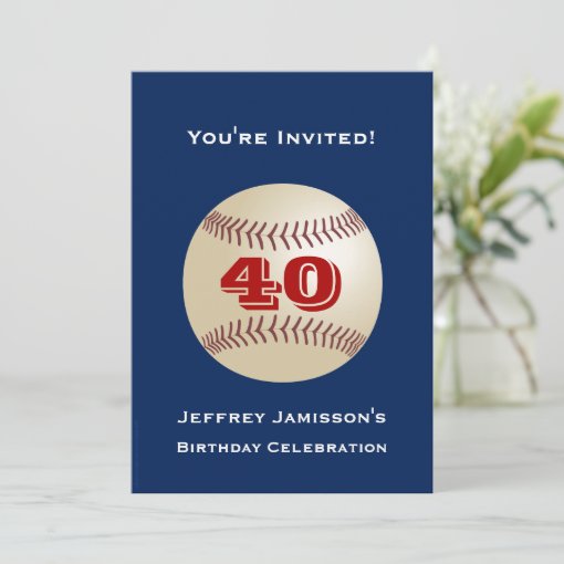 40th Birthday Party Invitation Baseball | Zazzle