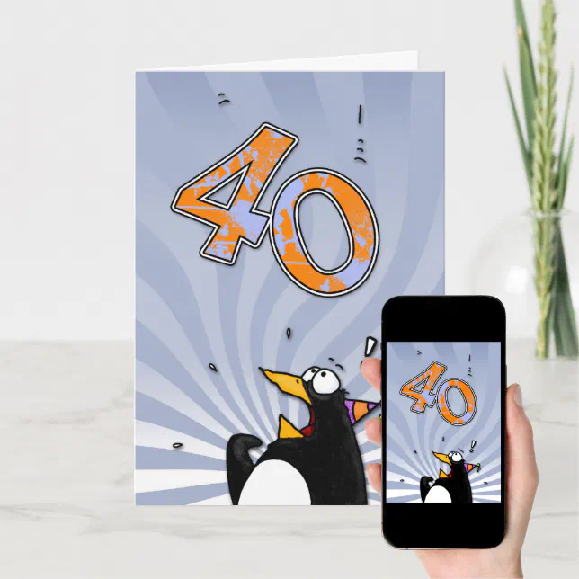 40th Birthday - Penguin Surprise Card | Zazzle