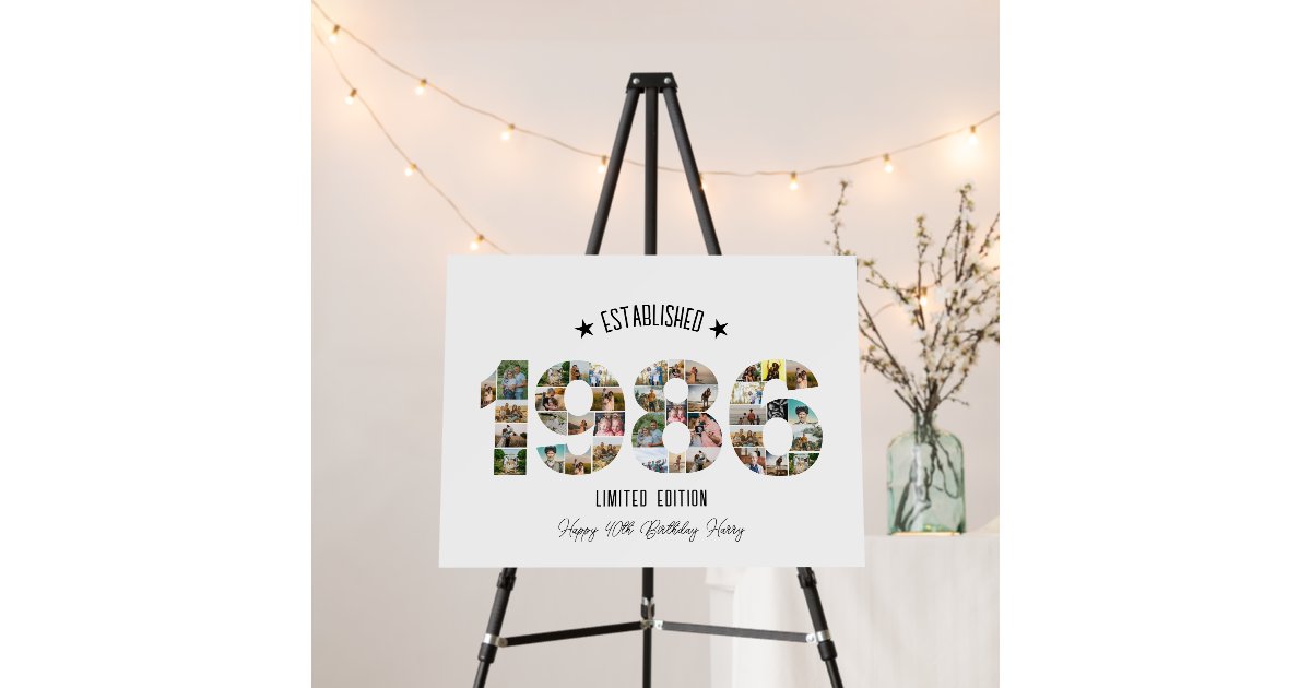 40th birthday Photo Collage established 1986 Foam Board | Zazzle